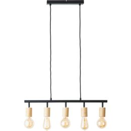 Lampe Tiffany Balkenpendel 5flg schwarz matt/natur Metall/Kunststoff braun 5x A60, E27, 28 w - braun - Brilliant