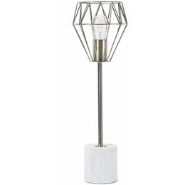 Beliani Tischlampe Gold Metall 53 cm Glühbirnen-Optik Schirm Diamantform Lampenfuß Marmoroptik Kabel mit Schalter Modernes Design - Weiß