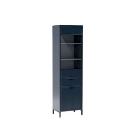 Furnix - Vitrinenschrank linki LS5 verglaste Türen Schublade Indigo