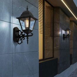 etc-shop - Wandleuchte Aussen Laterne Wandlaterne schwarz Wandlampe Fassadenleuchte, Aluminium Glas klar, 1x led 11W 1055Lm warmweiß, BxHxT