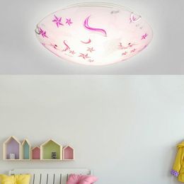 Globo - led Decken Leuchte rund Kinder Zimmer Beleuchtung Sterne Einhörner bordeaux rosa weiss 40609-16