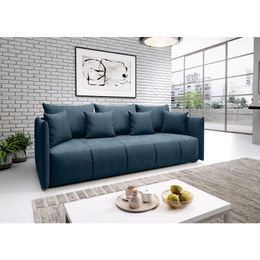 Sofa asvil 3-Sitzer Schlafsofa Couch mit Schlaffunktion Bettkasten MH77 Blau - Furnix