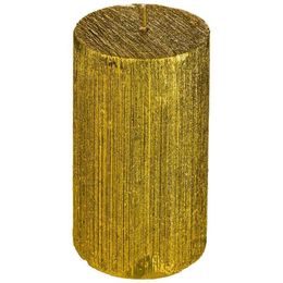 Zylinderkerze mit glitter gold h12 - Goldglitter Zylinderkerze - Paraffin - Höhe 12 cm - Feeric lights & christmas - golden