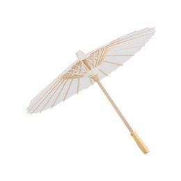 Meditrade GmbH Trade Shop Traesio - set 12 stück weisser bambus regenschirm 15 cm papier holz hochzeit regenschirm