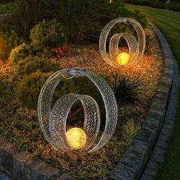 Globo Solarlampe orientalische Kugel Dekoleuchte Garten Solar Solarlampe Metall für Außen, Crackle Glas, Erdspieß, 1x led 0,06W warmweiß, LxBxH 30x20x42