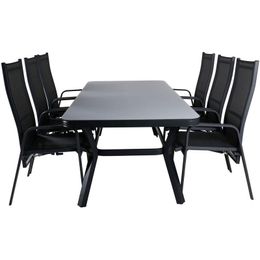 ebuy24 Virya Gartenset Tisch 100x200cm und 6 Stühle Copacabana schwarz, grau.