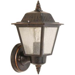 etc-shop Außenleuchte Wandlampe ALU-Guss Bronze h 26 cm 1 Flammig IP44 Gartenlampe Hof