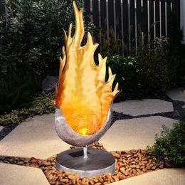 etc-shop - led Solar Tisch Steh Lampe Flammen Design Crackle Glas Kugel Leuchte Garten Außen Beleuchtung