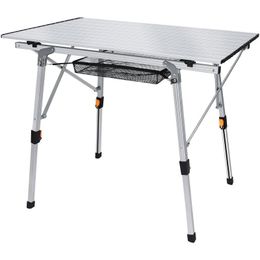 Campingtisch Klapptisch klappbar Tisch Falttisch mit Aluminiumrahmen, Höhenverstellbar Gartentisch Buffettisch, inkl. Tragetasche, für Camping,