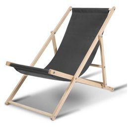 VINGO - Liegestuhl Chair Liege Klappbar Holz mit Armauflagen Campingstuhl klappliege Grau - Grau