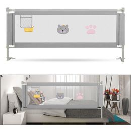 VINGO - Bettgitter Bettschutzgitter Höhenverstellbar Kinderbettgitter 150 x 98 cm Gitter Kinderbett Fallschutz Bett Darkgray
