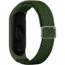 Strap Stoff Ersatzarmband kompatibel mit Xiaomi Mi Band 6 / 5 / 4 / 3 geflochtenes Stoffarmband Grün