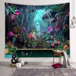 Psychedelischer Wandteppich, mehrfarbiger Wandkunst-Wald-Wandteppich für Schlafzimmer, Wohnzimmer, Schlafsaal, 180 x 230 cm - Minkurow