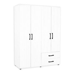 Toscohome - Kleiderschrank aus Holz 120x170h cm mit 4 Türen und 2 Schubladen weiß - GRD4422023