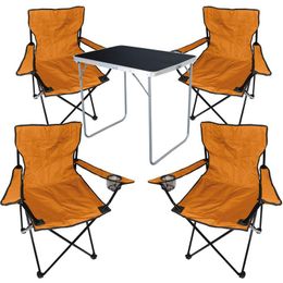 Mojawo 5-tlg Campingsessel Orange + Campingtisch-MMC330871B+4xMPO2468