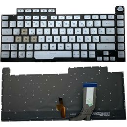 TRADESHOP Trade-Shop Original Laptop Tastatur Deutsch QWERTZ Silber mit Backlit (RGB) kompatibel mit Asus ROG Strix G G531 G531G G531GT G531GU G531GD G531GW