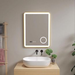 LED-Badspiegel Pescara 50x70 cm Goldfarben [ Pro.tec Gold