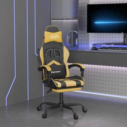 Gaming-Stuhl,Bürostuhl Computerstuhl Ergonomisch,Gaming Chair mit Fußstütze Schwarz und Golden Kunstleder -DE56301 - Schwarz