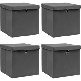 Prolenta Premium - Aufbewahrungsboxen mit Deckeln 4 Stk. Grau - Grau