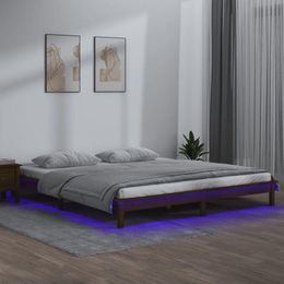 Massivholzbett,Schlafzimmerbett,Doppelbett mit LEDs Honigbraun 120x190 cm vidaXL