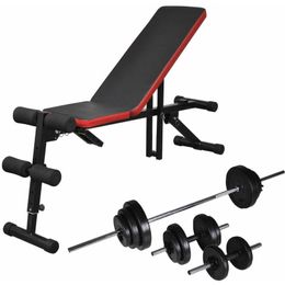 Einstellbare Trainingsbank mit Lang- und Kurzhantel-Set 30,5 kg vidaXL503808