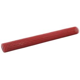 Drahtzaun Stahl,Maschendrahtzaun mit PVC-Beschichtung 25x1,5 m Rot vidaXL