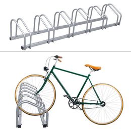 VINGO - Fahrradstaender Boden und Wandmontage, Mehrfachstaender Fahrradparker, Aufstellstaender, Silber (für 6 Fahrraeder)