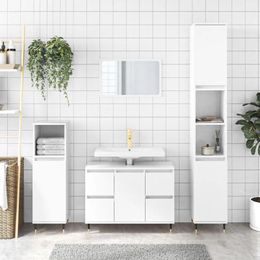 Prolenta Premium - Badschrank Hochglanz-Weiß 80x33x60 cm - Weiß