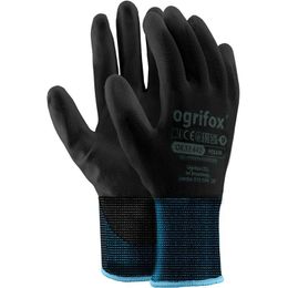 Ogrifox - 12 Paar Arbeitshandschuhe Polyester Polyethan Beschichtet Montage Schutzhandschuh schwarz Größe 9 - Schwarz