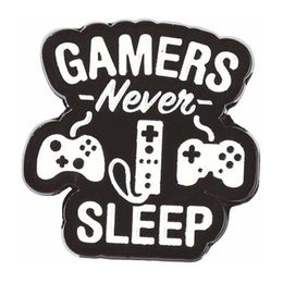 Northix - Brosche, Metall - Gamers Never Sleep