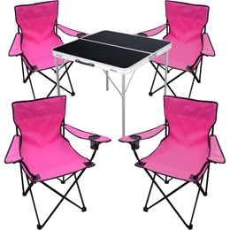 Mojawo 5-teiliges Campingmöbel Set schwarz - pink-MMC330883B+4xMPO2471