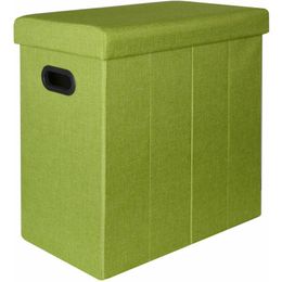DuneDesign Faltbarer Wäschekorb 70L Wäschetruhe mit Deckel Wäschebox Wäschesammler Leinen-Optik Grün - grün