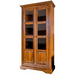 Massivmöbel24 Vitrine Akazie 98x46x191 honig lackiert oxford 0440 - hellbraun