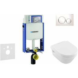 Geberit - Kombifix - Installationselement für Wand-WC mit Betätigungsplatte SIGMA30, Weiß/Chrom glänzend + Villeroy Boch - wc und wc Sitz,
