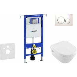 Geberit - Duofix - Installationselement für Wand-WC mit Betätigungsplatte SIGMA20, Weiß/Chrom glänzend + Villeroy Boch - wc und wc Sitz, DirectFlush,