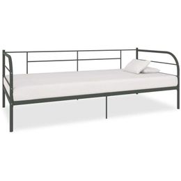 Tagesbett-Rahmen,Gästebett Grau Metall 90×200 cm vidaXL