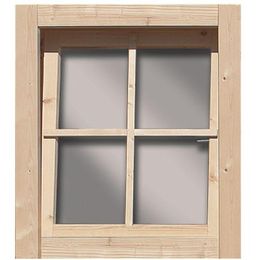 Karibu - Dreh-/Kippfenster für Holz-Gartenhäuser naturbelassen 69 x 80 cm 28 mm Wandstärke