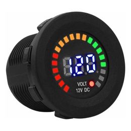 12V Digital-Voltmeter mit LED-Anzeige, wasserdichtes DC-Voltmeter, digitales rundes Bedienfeld für Boot, Fahrzeug, Motorrad, lkw, atv, utv, Caravan