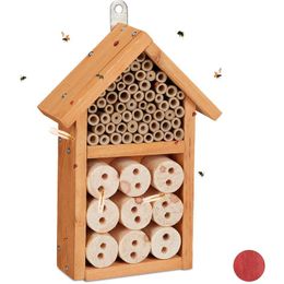 Insektenhotel Bausatz, Insektenhaus für Käfer, Bienen & Florfliegen, zum Selberbauen, 26 x 16 x 6 cm, gelb - Relaxdays