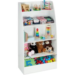 Bücherregal Kinder, Standregal mit 5 Fächern, Flur, Wohn- & Kinderzimmer, Standregal, 152 x 80 x 40 cm, weiß - Relaxdays