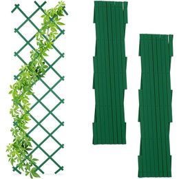 Rankgitter ausziehbar, 3er Set, Rankhilfe Kletterpflanzen, 180cm, Garten, Balkon, Terrasse, Kunststoff, grün - Relaxdays