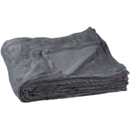 Relaxdays - kuschelfleecedecke extragroß aus Polyester, Fleece, bei 30°C waschbar, hbt: 1 x 200 x 220 cm, grau