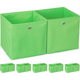 Relaxdays - 12 x Aufbewahrungsbox Stoff, quadratisch, Aufbewahrung für Regal, Stoffbox in Würfelform, HxBxT: 30 x 30 x 30 cm, grün