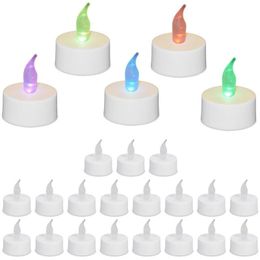 Led Teelichter mit Farbwechsel, 24er Set LED-Kerzen, elektrisch, flammenlose Kerzen, h x d: 4,5 x 3,5 cm, weiß - Relaxdays