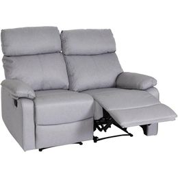 2er Kinosessel HHG 136, Relaxsessel Fernsehsessel Sofa, Armlehne Liegefunktion Nosagfederung Stoff/Textil hellgrau - grey