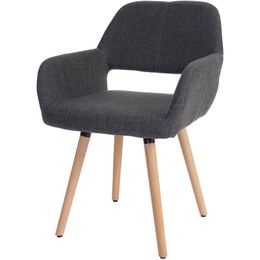 HHG - neuwertig] Esszimmerstuhl 428 ii, Stuhl Küchenstuhl, Retro 50er Jahre Design Textil, grau - grey