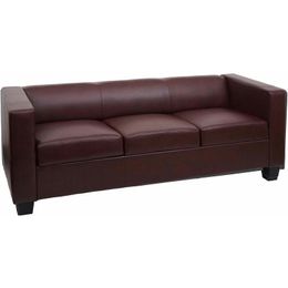 HHG - neuwertig] 3er Sofa Lille Kunstleder, rot-braun - brown