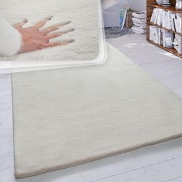 Hochflor Teppich Wohnzimmer Kunstfell Super Soft Einfarbig in Versch. Größen und Farben 200 cm Rund, Creme - Paco Home