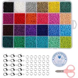 Minkurow - 24000 Stück runde Rocailles 24 Farben Perlen zum Basteln 2mm