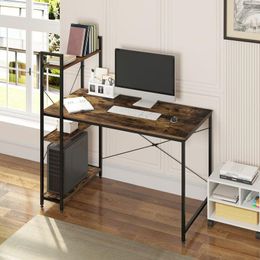 Schreibtisch Computertisch mit Regal Bürotisch Laptoptisch für Büro Home Office Schlafzimmer 120x64x120 cm, Schmutzig - Schmutzig - WOLTU